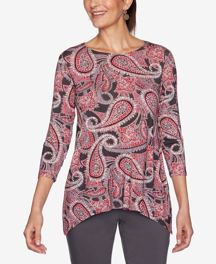 Ruby Rd. Ruby Road Women's Paisley Print Top, Regular & Petite - Macy's