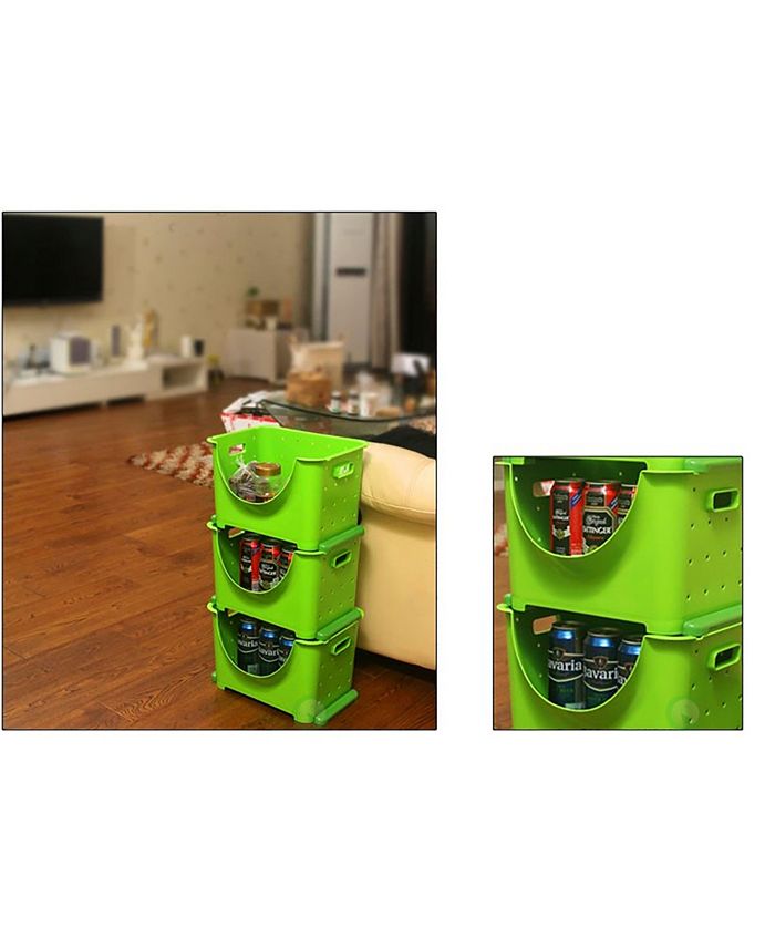 Basicwise Vintiquewise Stackable Plastic Storage Container Stacking