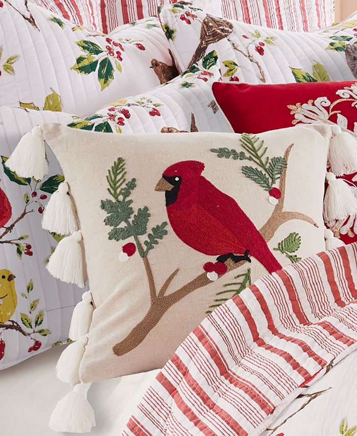 Levtex Joybirds Cardinal Decorative Pillow, 18" x 18" - Macy's