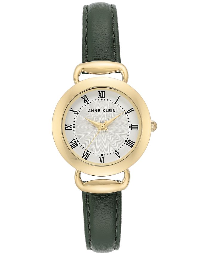 Anne Klein Women's Olive Green Leather Strap Watch 30mm - Macy's