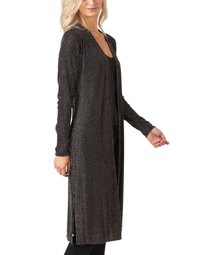 Belldini Black Label Women's Plus Size Metallic Stripe Long Sleeve ...