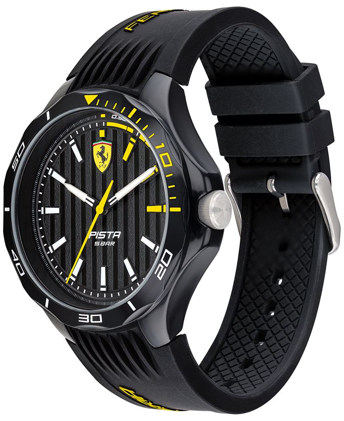 Ferrari Men's Pista Black Silicone Strap Watch 44mm - Macy's