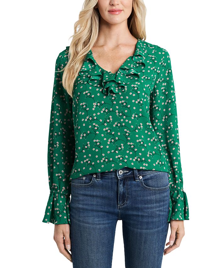 CeCe Ruffled Floral-Print Blouse - Macy's