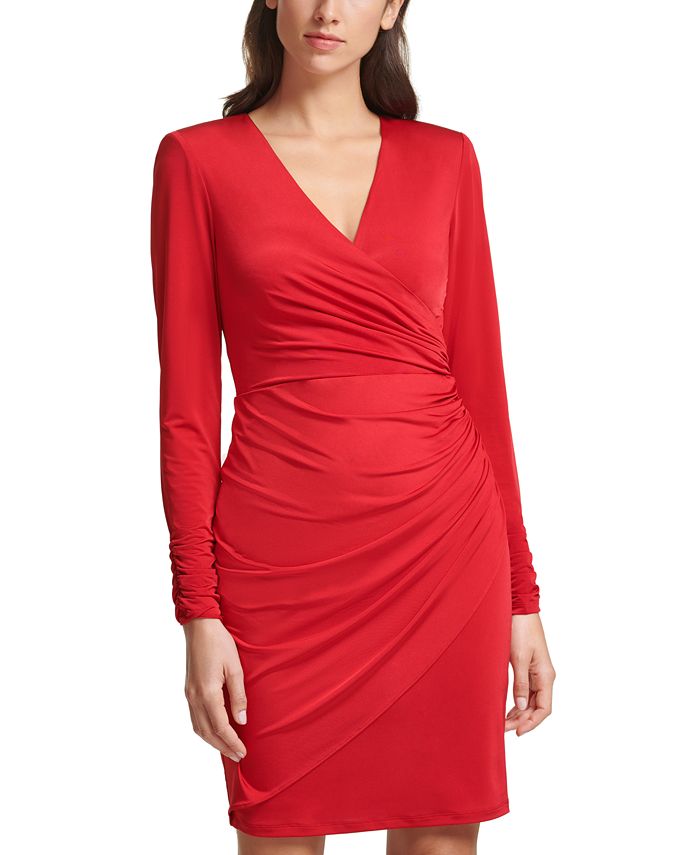 Vince Camuto Crossover Ruched Dress - Macy's