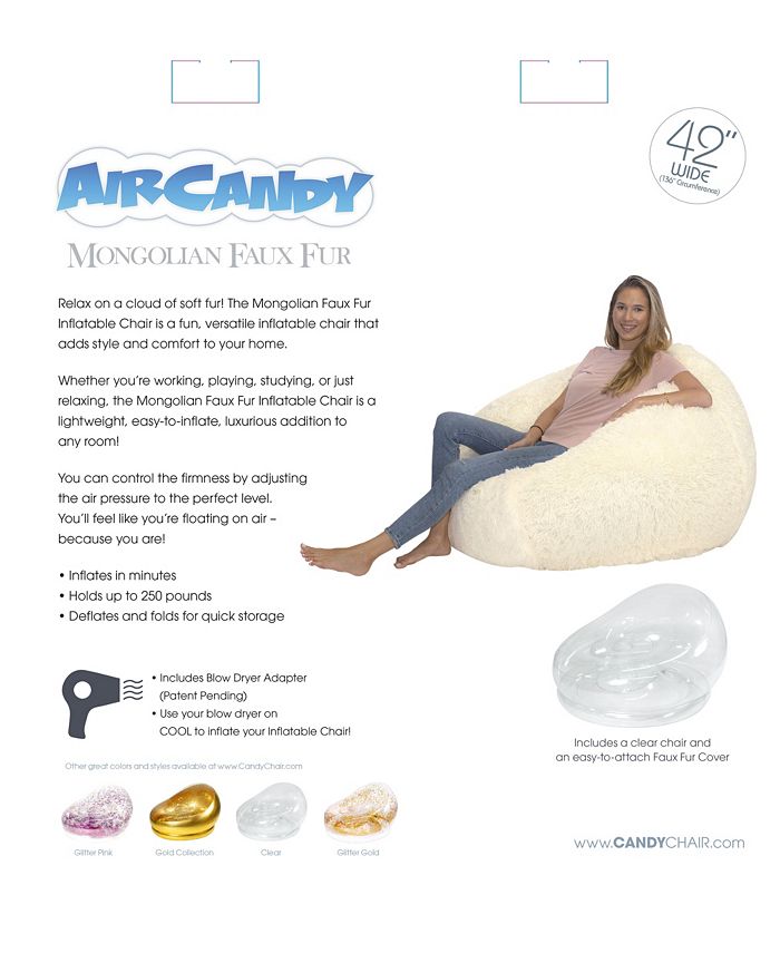 PoolCandy AirCandy Mongolian Faux Fur Inflatable Chair - Macy's
