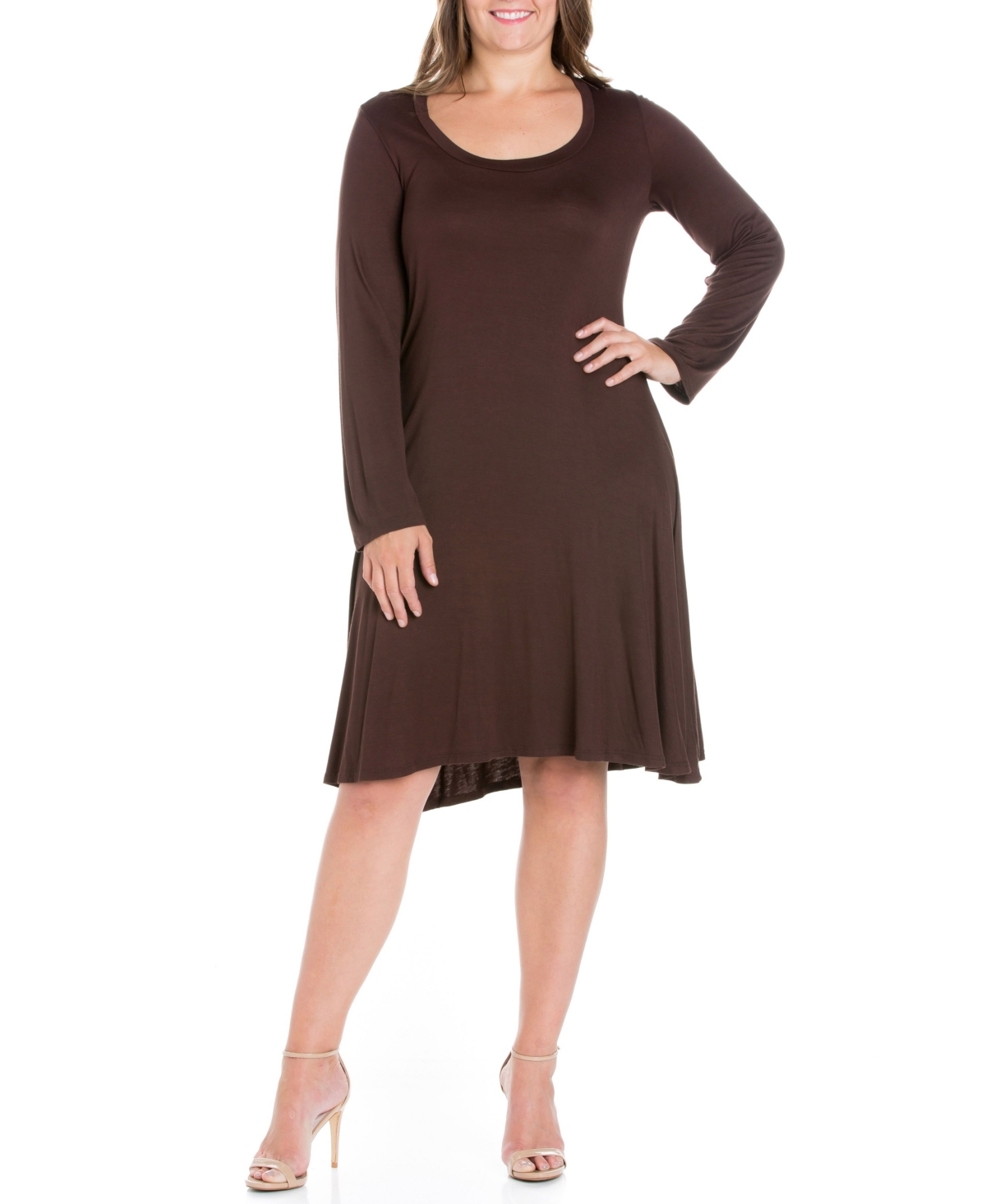 Click here for 24seven Comfort Apparel Plus Size Flared Dress - B... prices