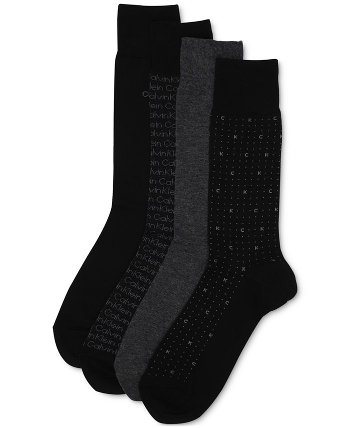 Calvin Klein Men's 4-Pack Logo Dress Socks - Macy's