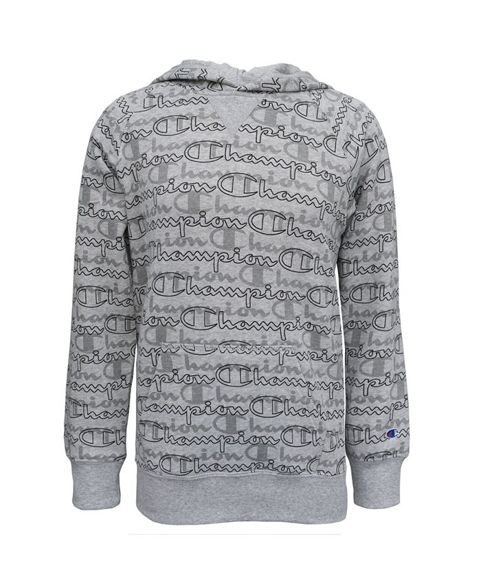 Champion All Over Print Layered Script Big Girls Fleece Hoodie - Macy's
