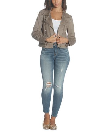 Vigoss Faux-Suede Moto Jacket - Macy's