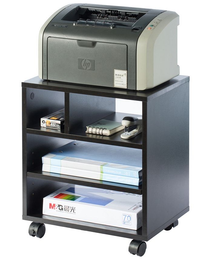 Basicwise Wooden Office Storage Printer Stand with Wheels - Macy's