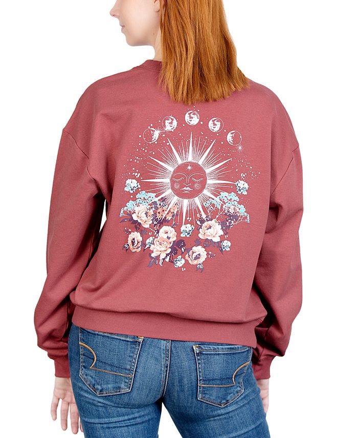 Rebellious One Juniors' Celestial Floral Graphic Sweatshirt - Macy's