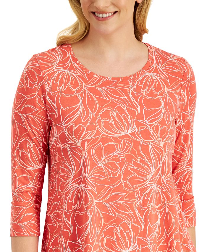 JM Collection Printed 3/4-Sleeve T-Shirt, Created for Macy's - Macy's