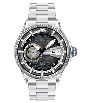 Avi-8 Men's Hawker Hunter Avon Automatic Diamonds Silver Tone Stainless ...