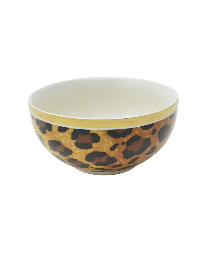 222 Fifth Serengeti Leopard with Electropated Gold 16 Piece Dinnerware ...