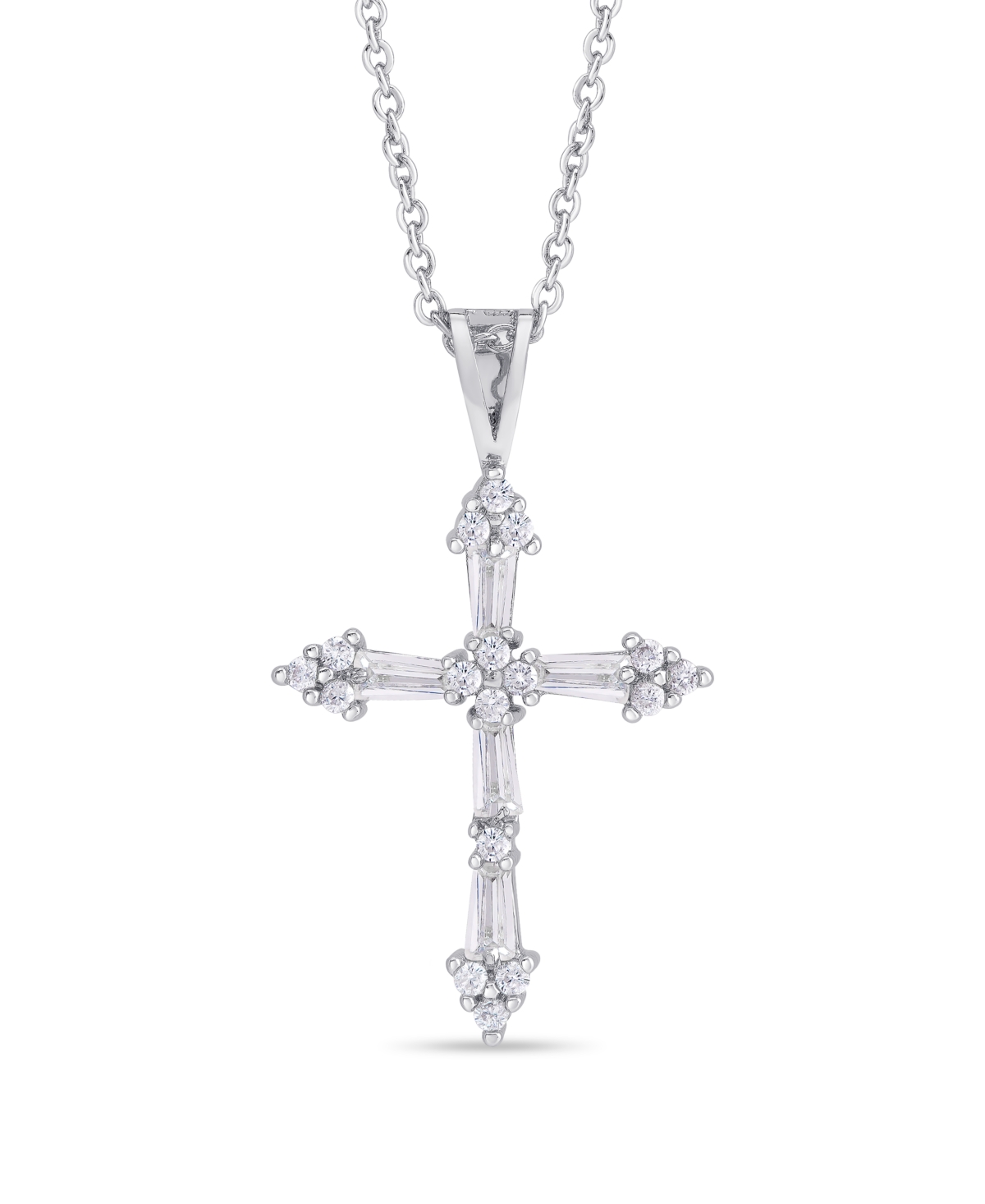 Click here for Cubic Zirconia Cross Pendant 18 Necklace in Silver... prices
