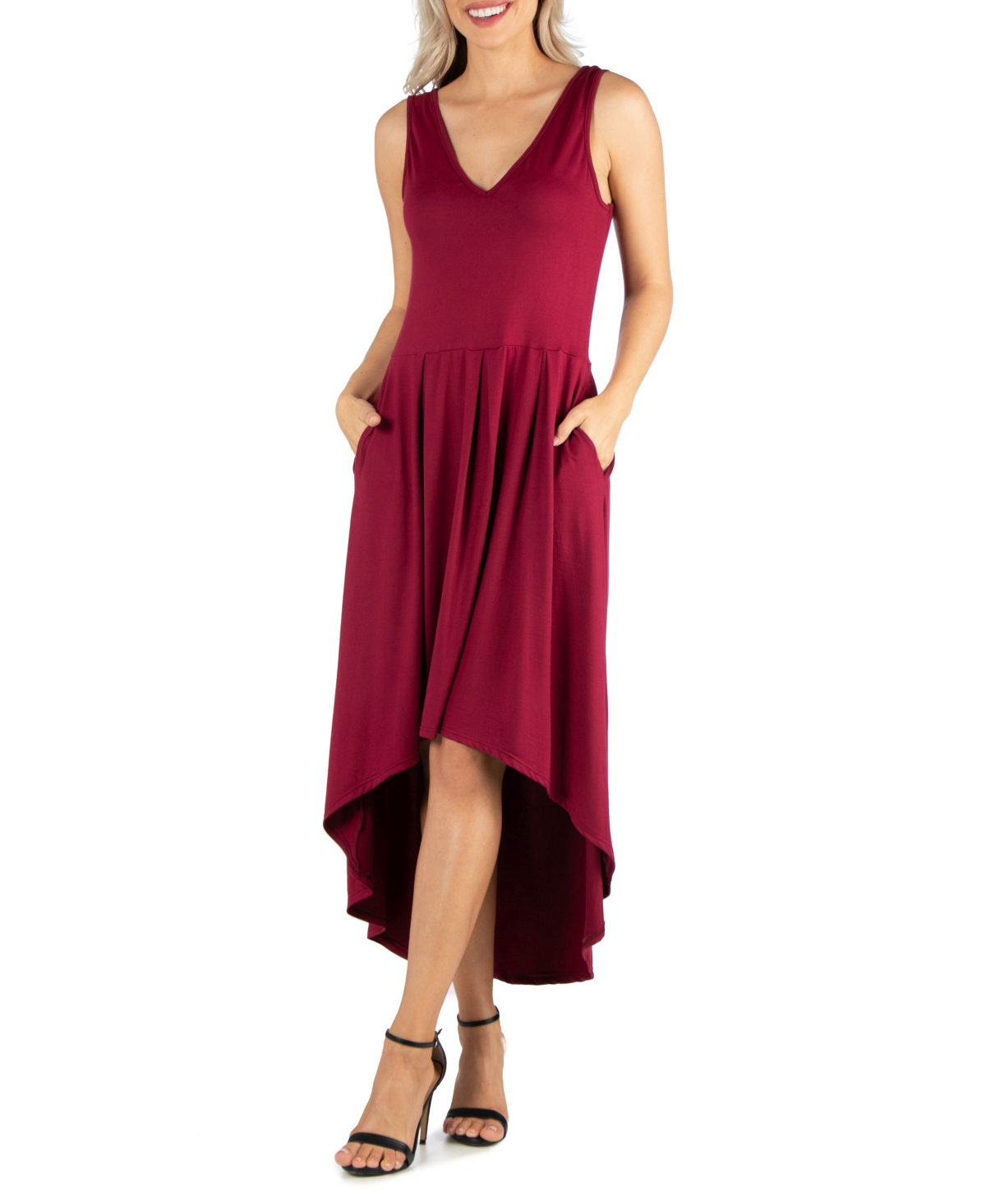 Click here for Womens Sleeveless Fit and Flare High Low Dress - B... prices