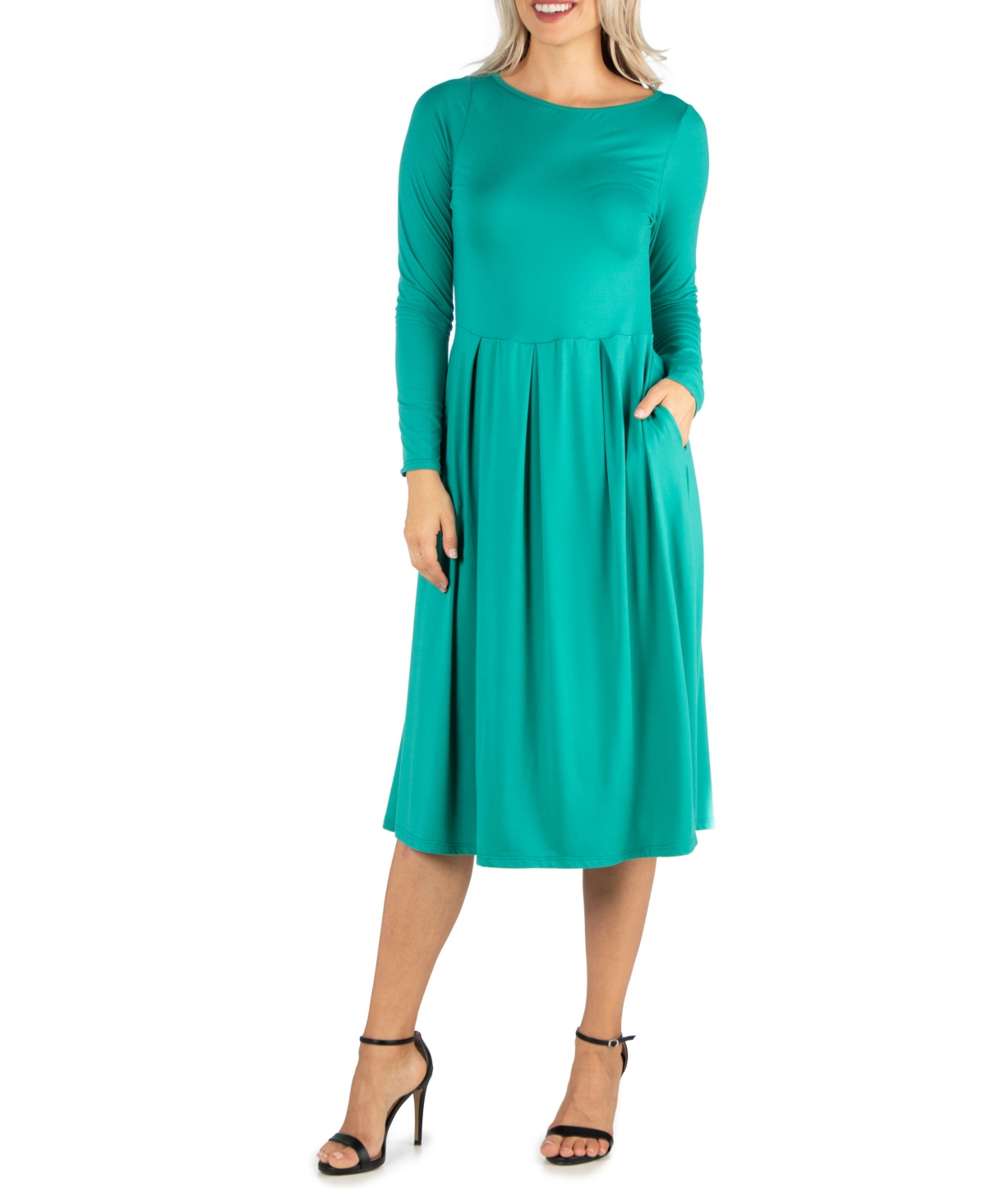 Click here for Womens Midi Length Fit and Flare Dress - Jade prices