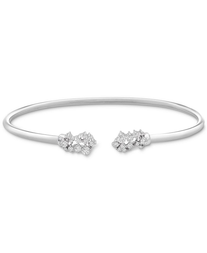 Wrapped Diamond Scattered Cluster Flex Cuff Bangle Bracelet (1/4 ct. t ...
