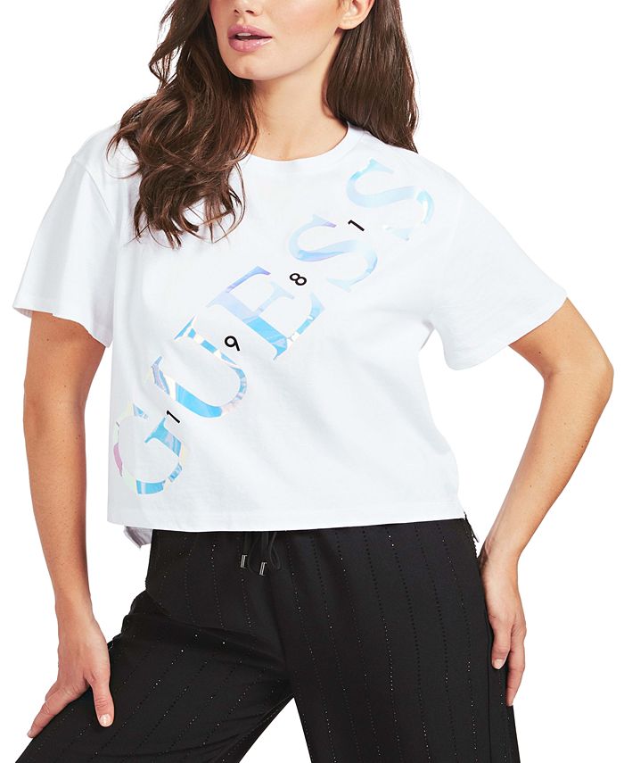 GUESS Sybella Cotton Logo-Graphic T-Shirt - Macy's