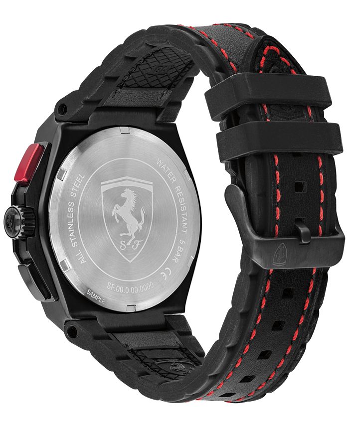 Ferrari Men's Chronograph Aspire Black Leather & Silicone Strap Watch ...