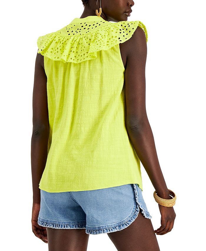 INC International Concepts Cotton Ruffle-Trim Top, Created for Macy's ...