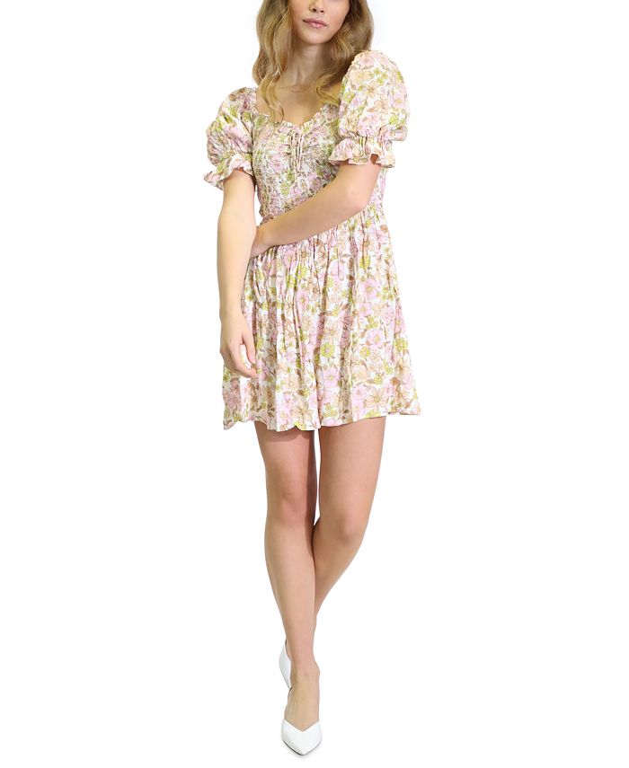 Kit & Sky Printed Smocked Fit & Flare Dress - Macy's