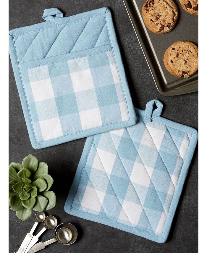 Design Imports Buffalo Check Kitchen Textiles, 9" x 8", Set of 2 - Macy's