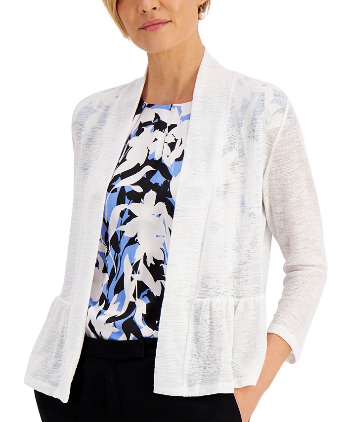 Kasper Peplum-Hem Open-Front Cardigan & Reviews - Sweaters - Women - Macy's