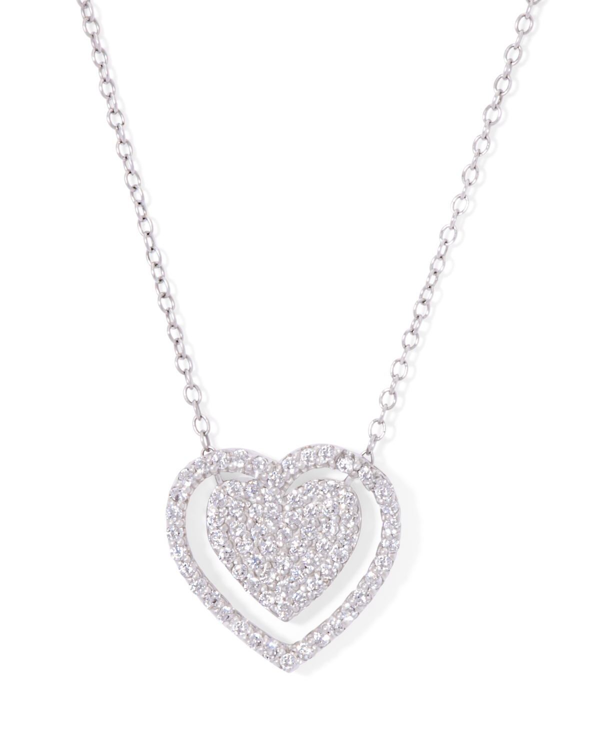 Click here for Cubic Zirconia Double Heart Necklace 18 in Silver... prices