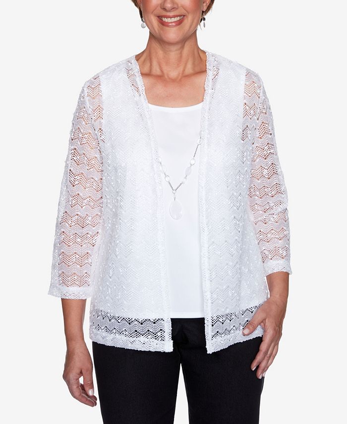 Alfred Dunner Plus Size Classics Popcorn Knit Two for One Top & Reviews ...