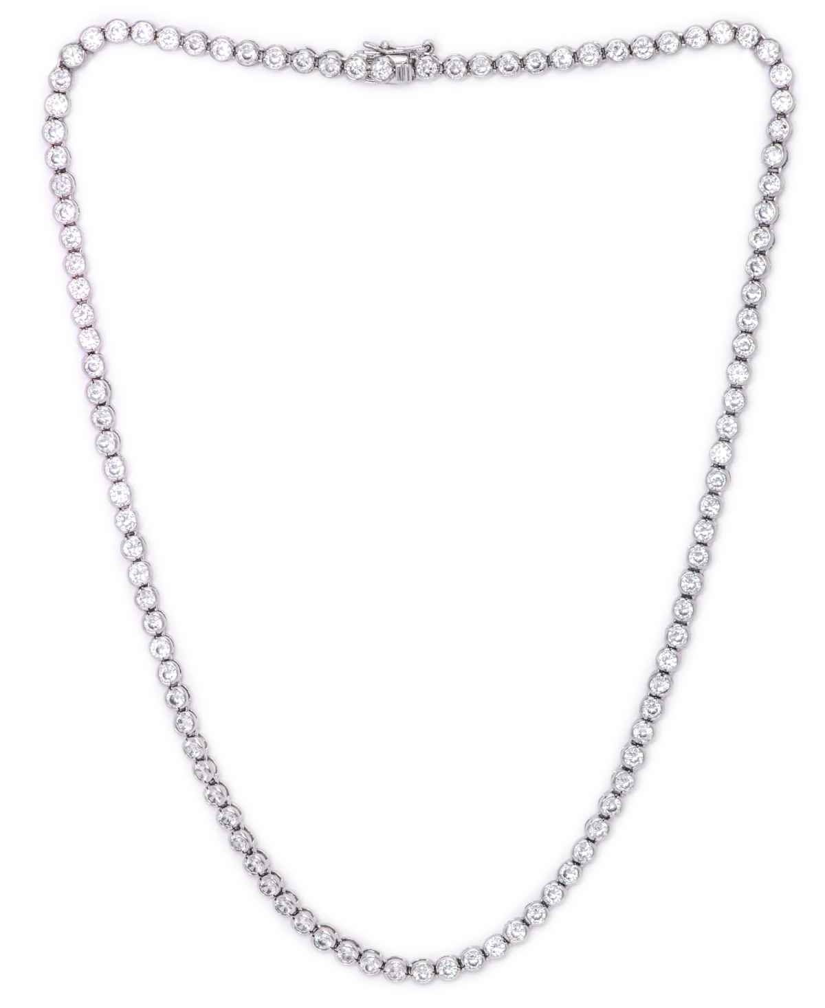 Click here for Cubic Zirconia Bezel Link 17 Necklace in Silver or... prices