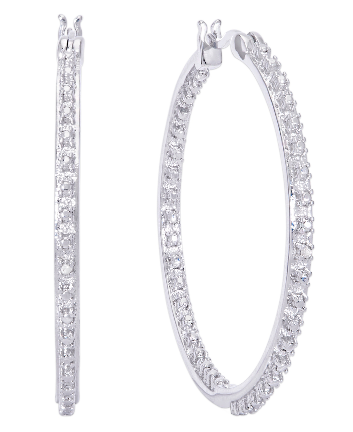 Click here for Diamond Accent Large Thin Hoop Earrings in Silver... prices