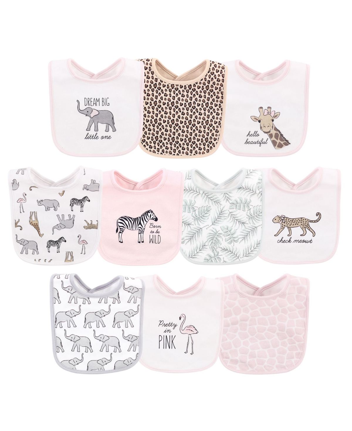 Click here for Hudson Baby Girls 10Pk Interlock Bibs - Modern pin... prices