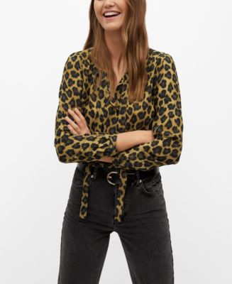 MANGO Women's Leopard-Print Flowy Blouse - Macy's