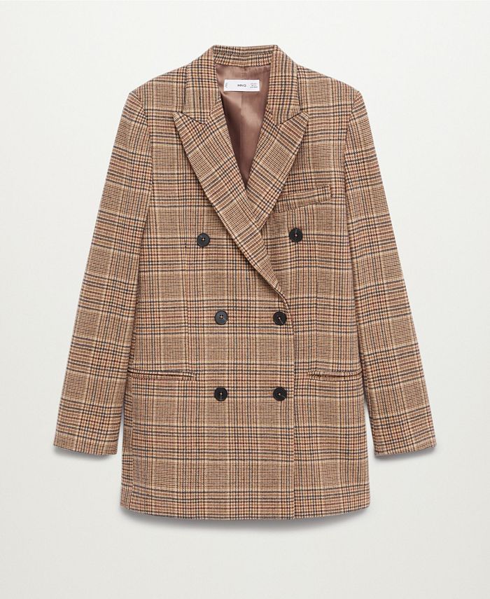 MANGO Women's Wrap Check Suit Blazer - Macy's