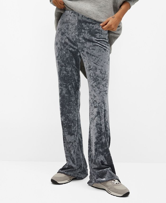 MANGO Women's Flared Velvet-Textured Pants - Macy's