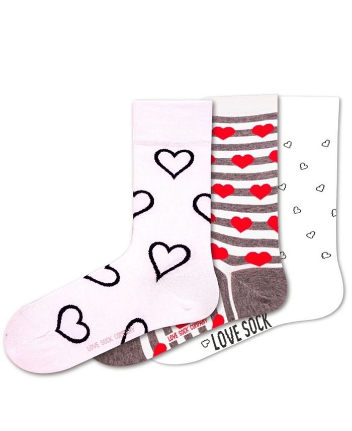 Love Sock Company Hearts Bundle Women's 3 Pack Cotton Seamless Toe ...