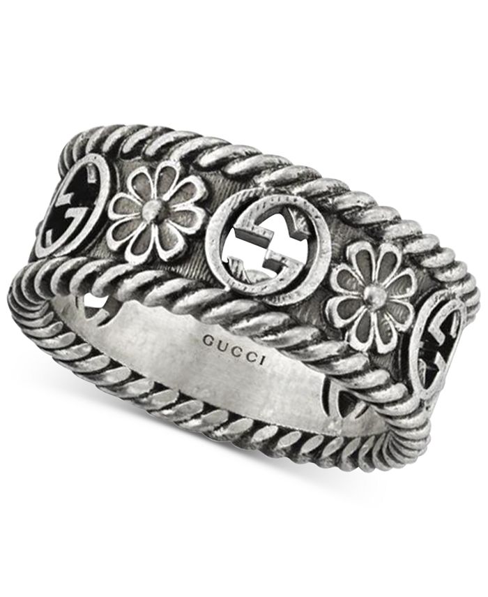Gucci Interlocking G Flower Ring in Sterling Silver - Macy's