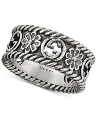 Gucci Interlocking G Flower Ring in Sterling Silver - Macy's