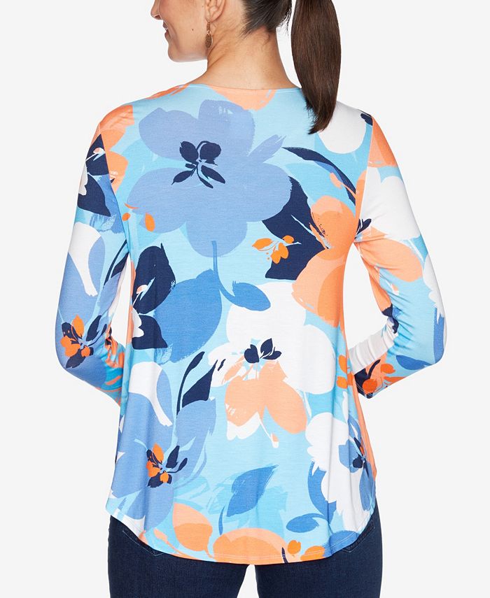 Ruby Rd. Plus Size Knit Fun Floral Top - Macy's