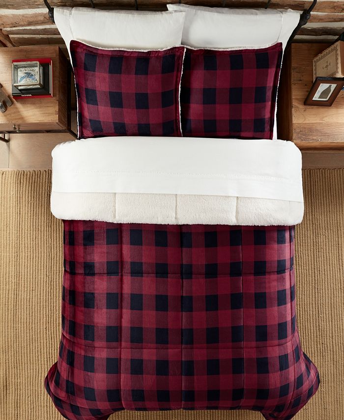 Serta Cozy Plush Buffalo Plaid 3 Piece Comforter Set, King - Macy's