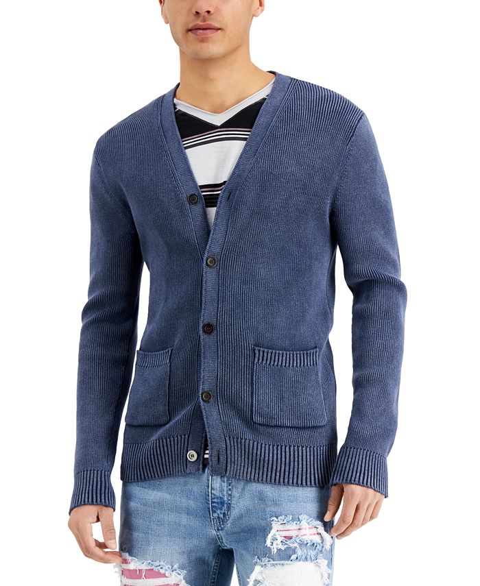 INC International Concepts Men's Stonewashed Cardigan Sweater, Created ...