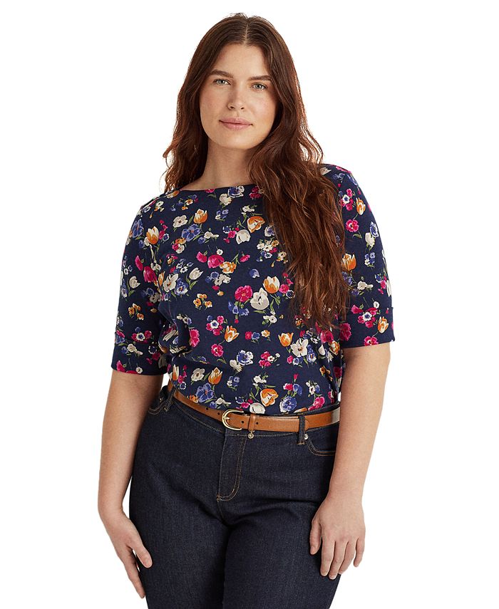 Lauren Ralph Lauren Plus Size Elbow Sleeve Top - Macy's