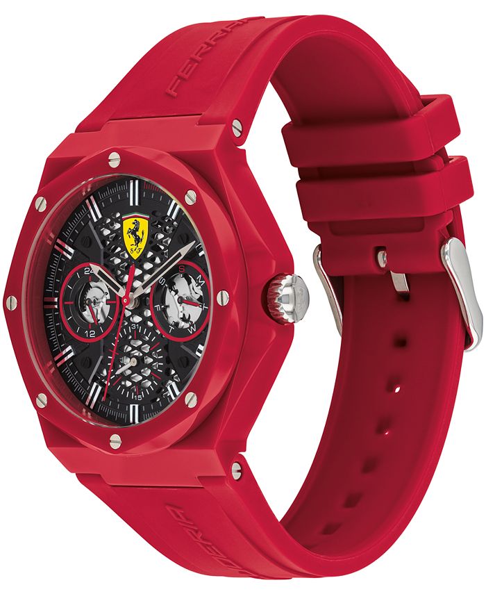 Ferrari Men's Aspire Red Silicone Strap Watch 44mm - Macy's