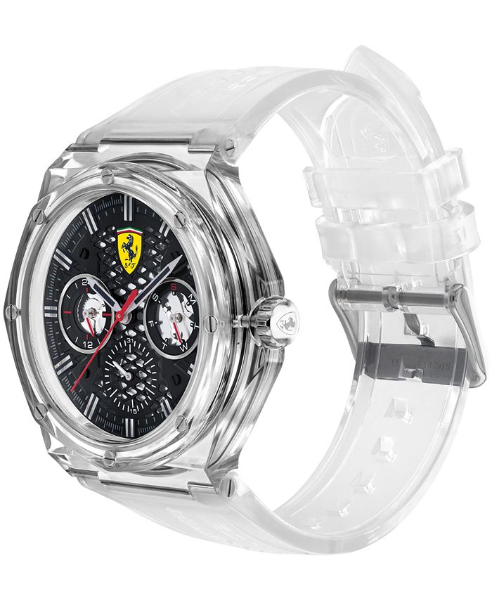 Ferrari Men's Aspire Transparent Silicone Strap Watch 44mm - Macy's