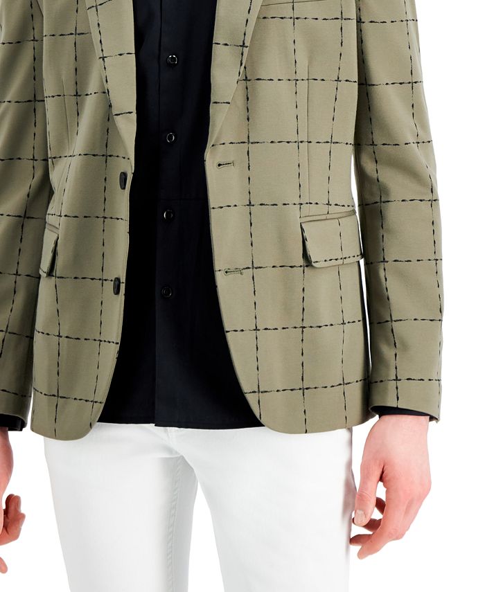 INC International Concepts Men's Classic-Fit Sketched Grid Blazer ...