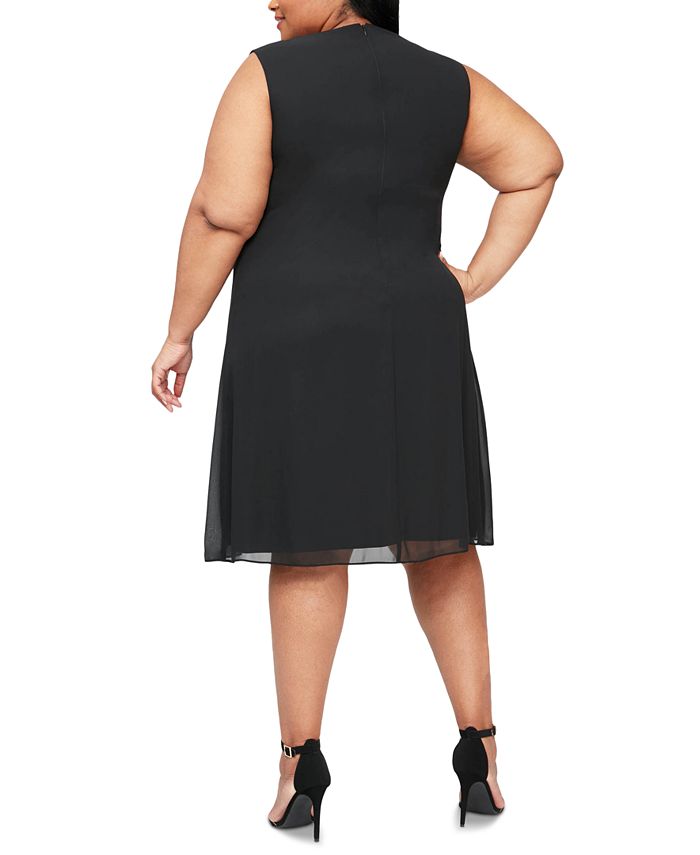 SL Fashions Plus Size Rhinestone Chiffon Dress & Capelet - Macy's