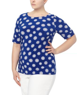 Anne Klein Plus Size Daisy-Print Top - Macy's