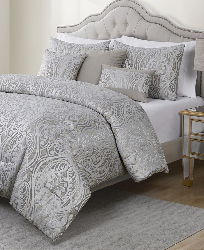 Elegant Estates Neisha 6 Piece Jacquard King Comforter Set - Macy's