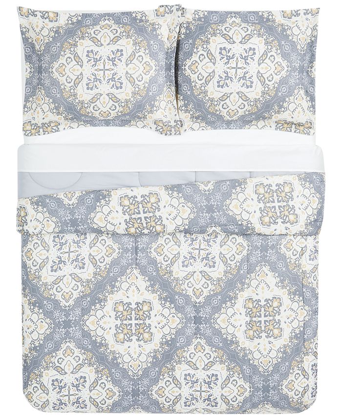 Pem America Trinity 3 Pc Reversible Medallion Full Queen Comforter Set